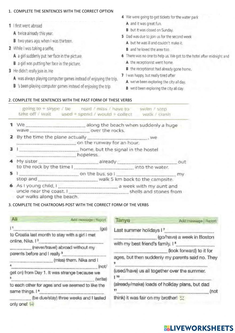 Past Tense online exercise for Advanced | Live Worksheets