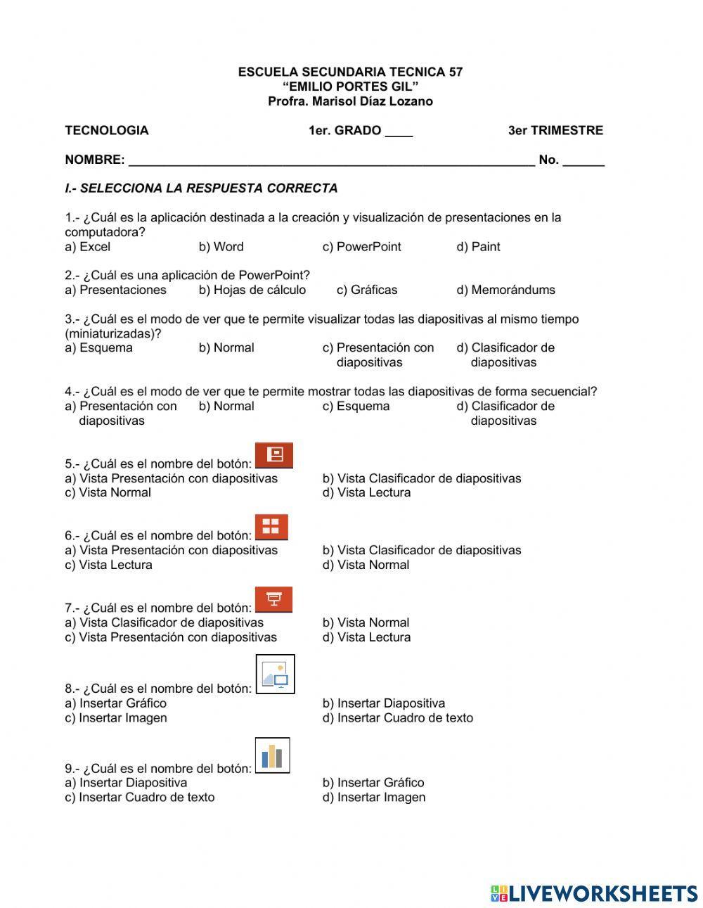 PowerPoint | Free Interactive Worksheets | 922737