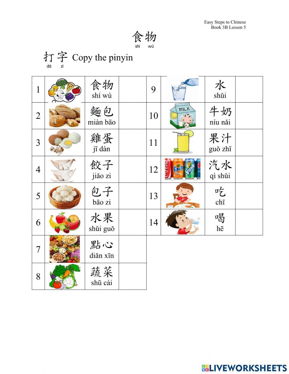 Food-vocab typing worksheet | Live Worksheets