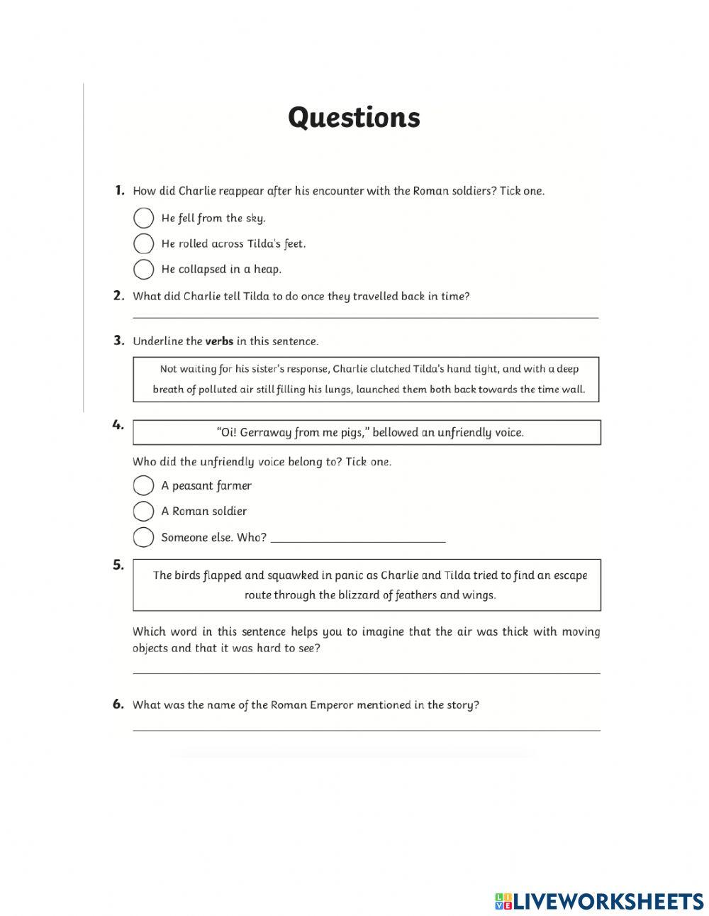 Chapters 7-8 readinf control worksheet | Live Worksheets