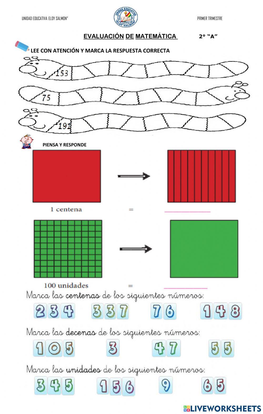 EXAMEN DE MATEM… | Free Interactive Worksheets | 4965016