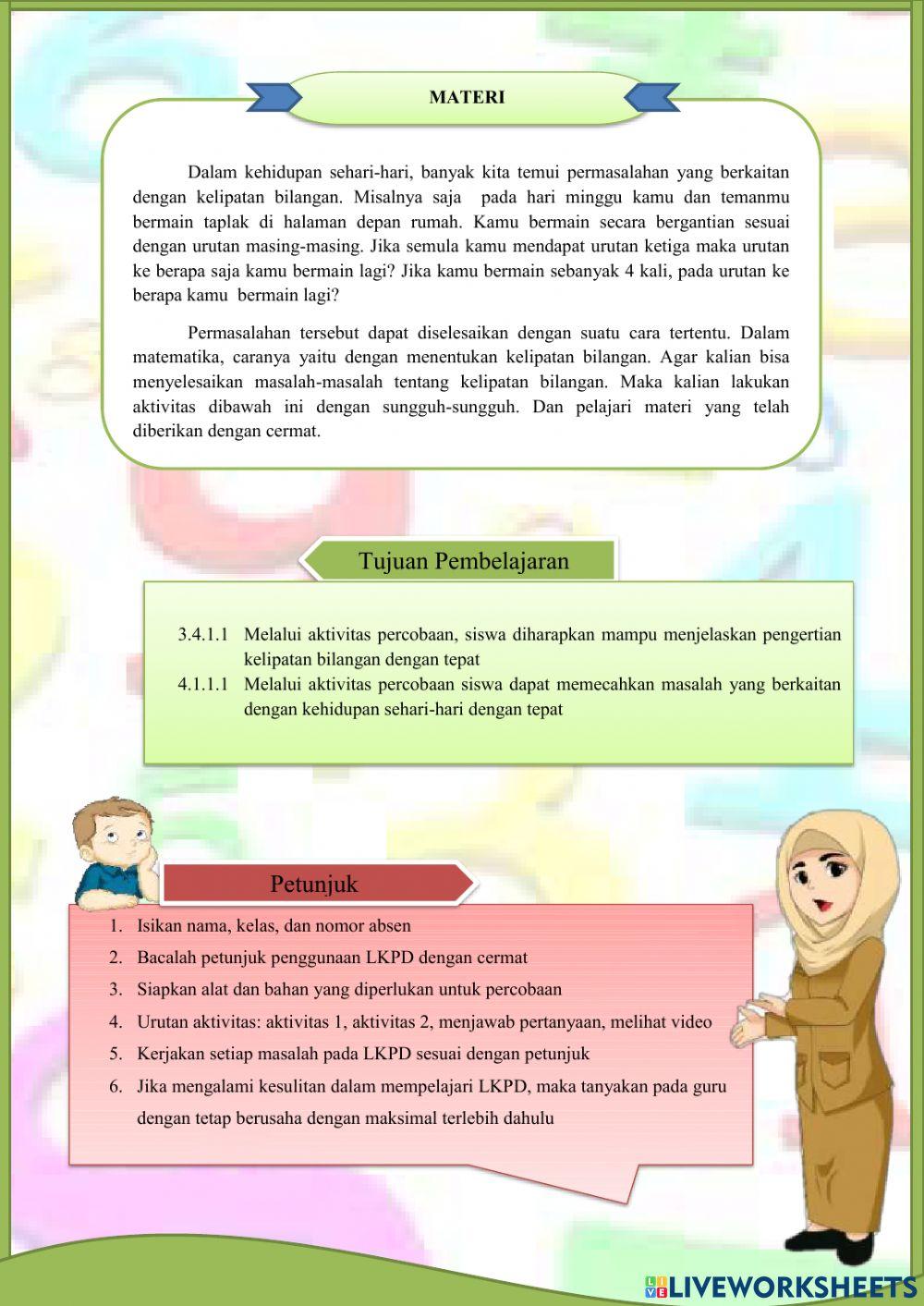 Kelipatan Bilangan worksheet | Live Worksheets