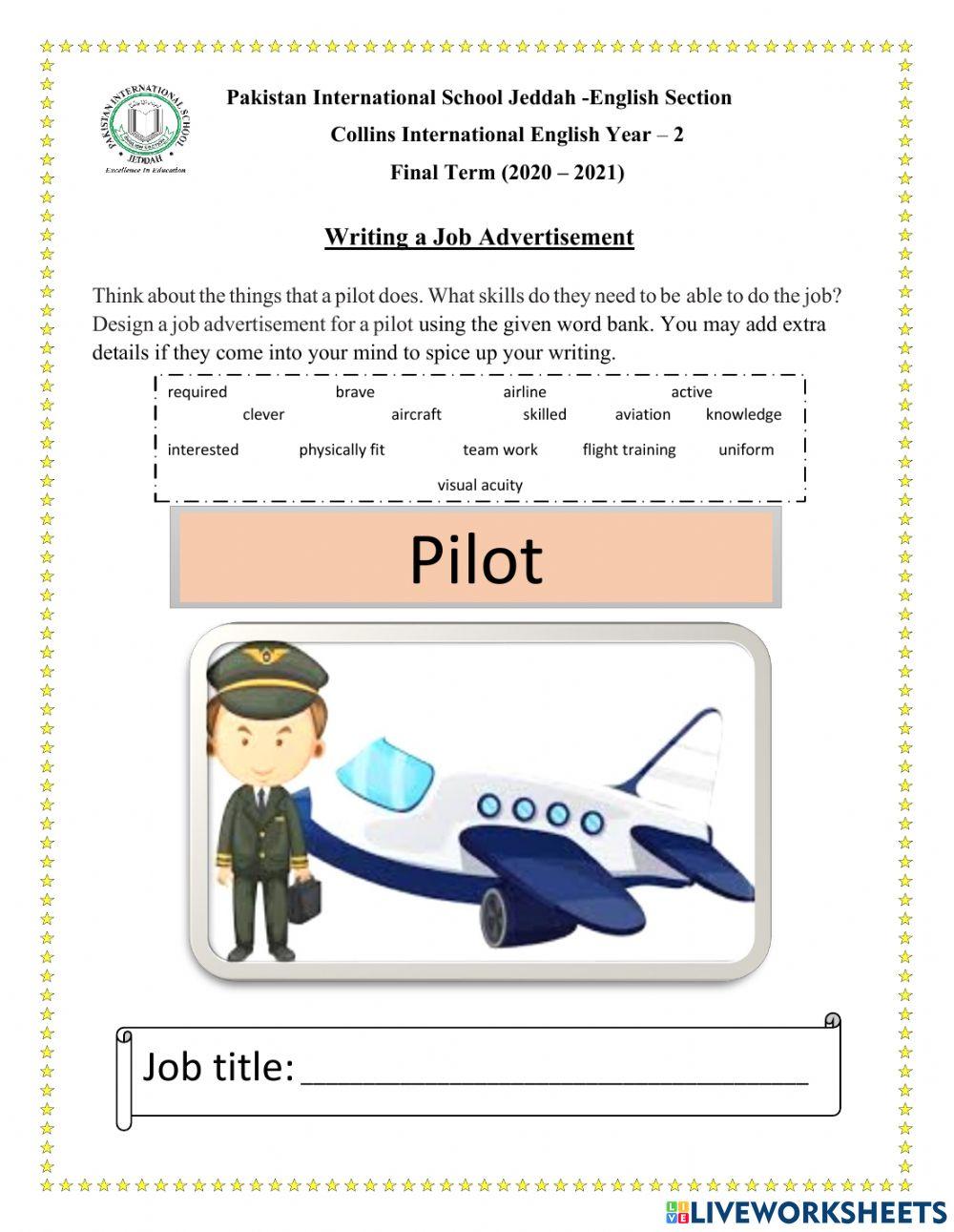 Job Advertisement | MariaAtif | Live Worksheets