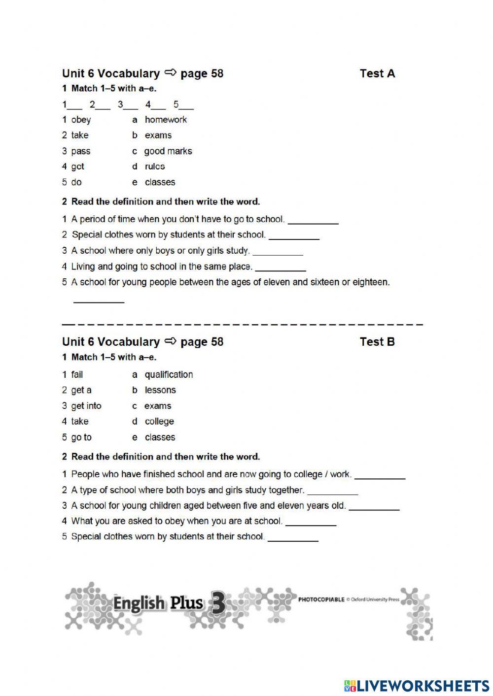 English Plus 3 … | Free Interactive Worksheets | 6544324