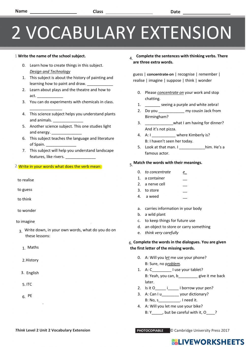 6544439 | Think2 Unit 2 Vocabulary | ElenaSergeevna