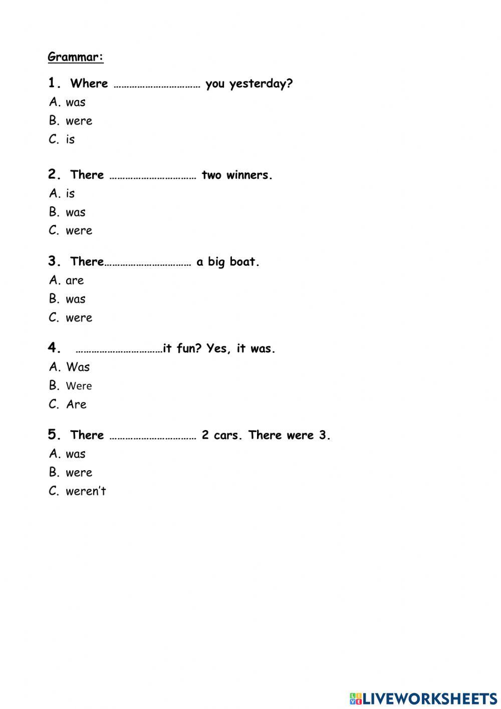 Grammar online exercise for 3 | Live Worksheets