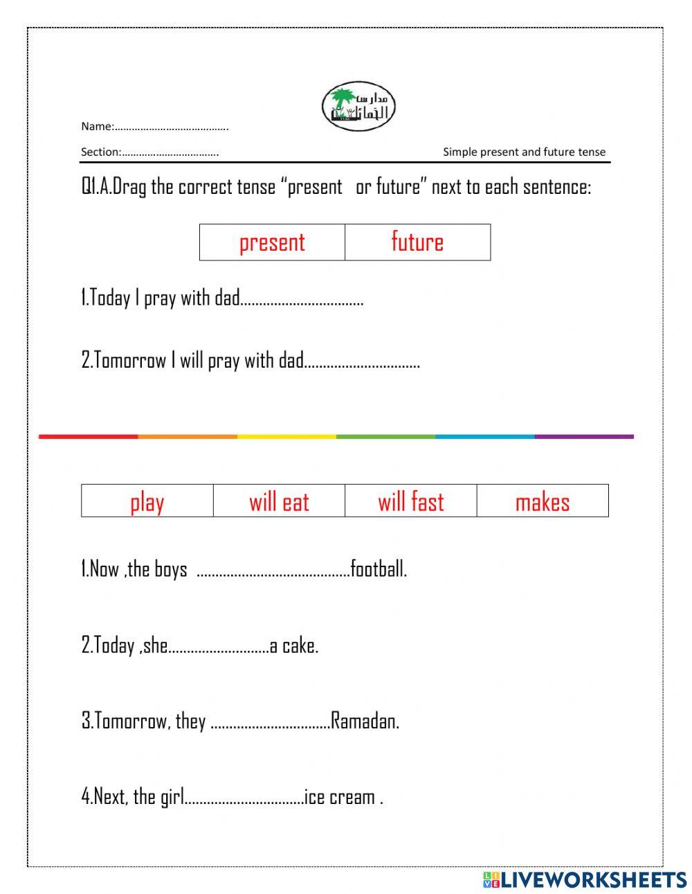 Present and future2 worksheet | Live Worksheets