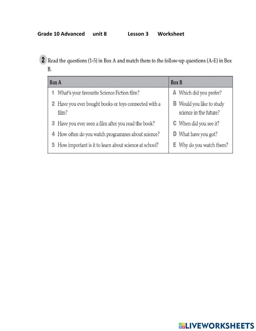 Unit 8 Lesson 3 | Free Interactive Worksheets | 925550
