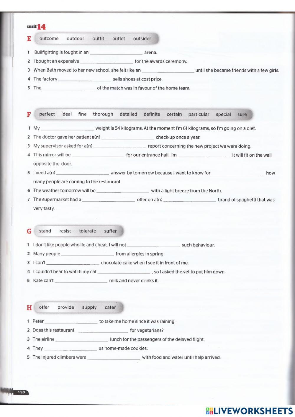 Use of English B2 - Unit 14 worksheet | Live Worksheets