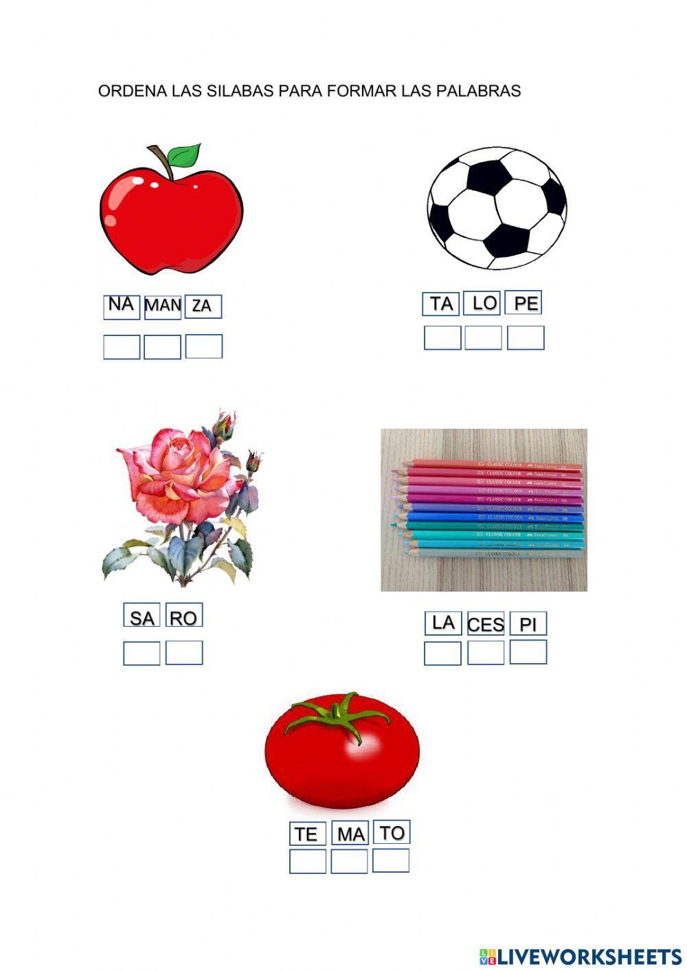 Ordenar sílabas interactive activity for Infantil | Live Worksheets