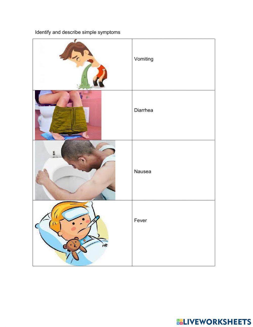Matching about Symptoms worksheet | Live Worksheets