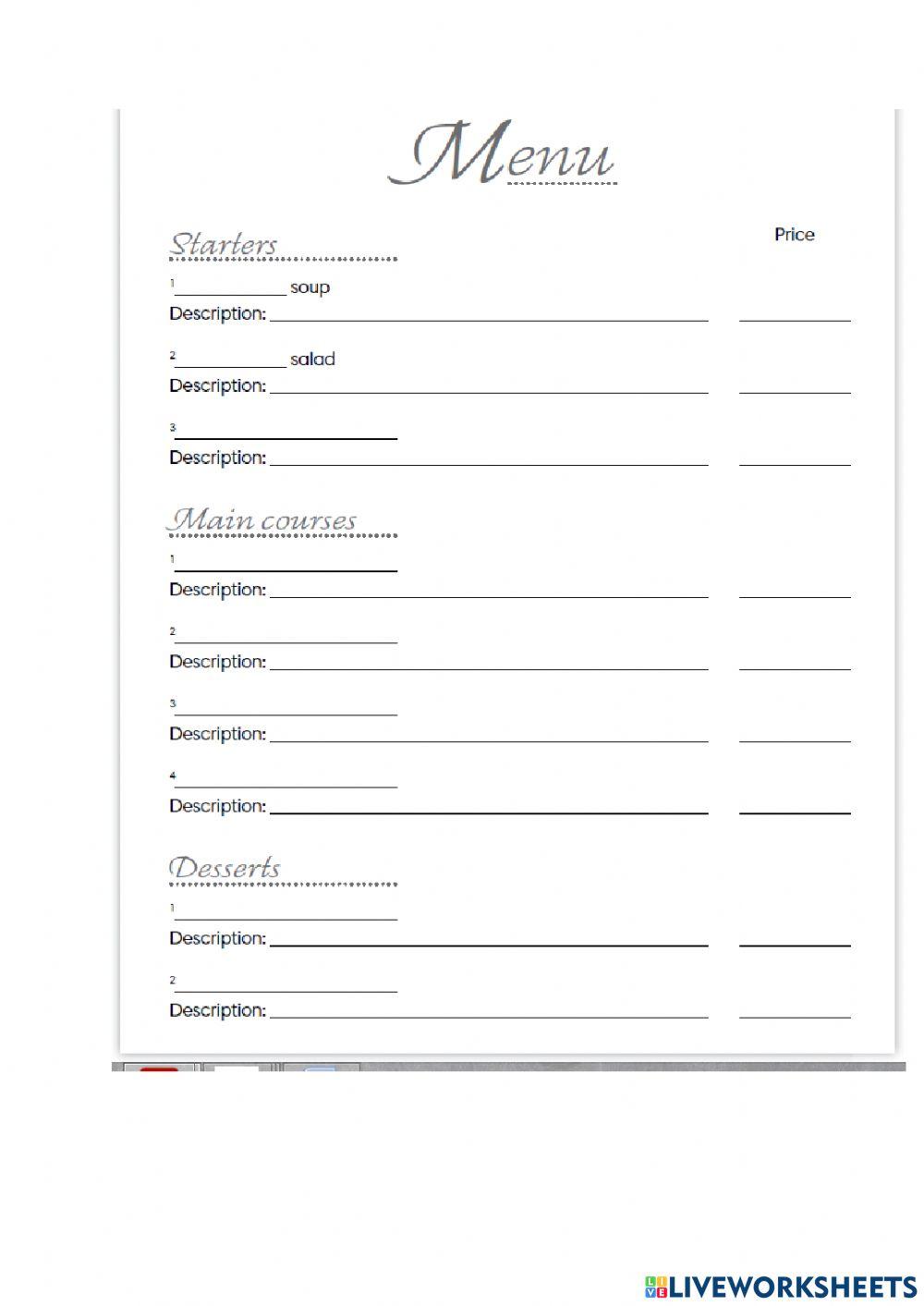 Restaurant English as a Second Language (ESL) worksheet | Live Worksheets