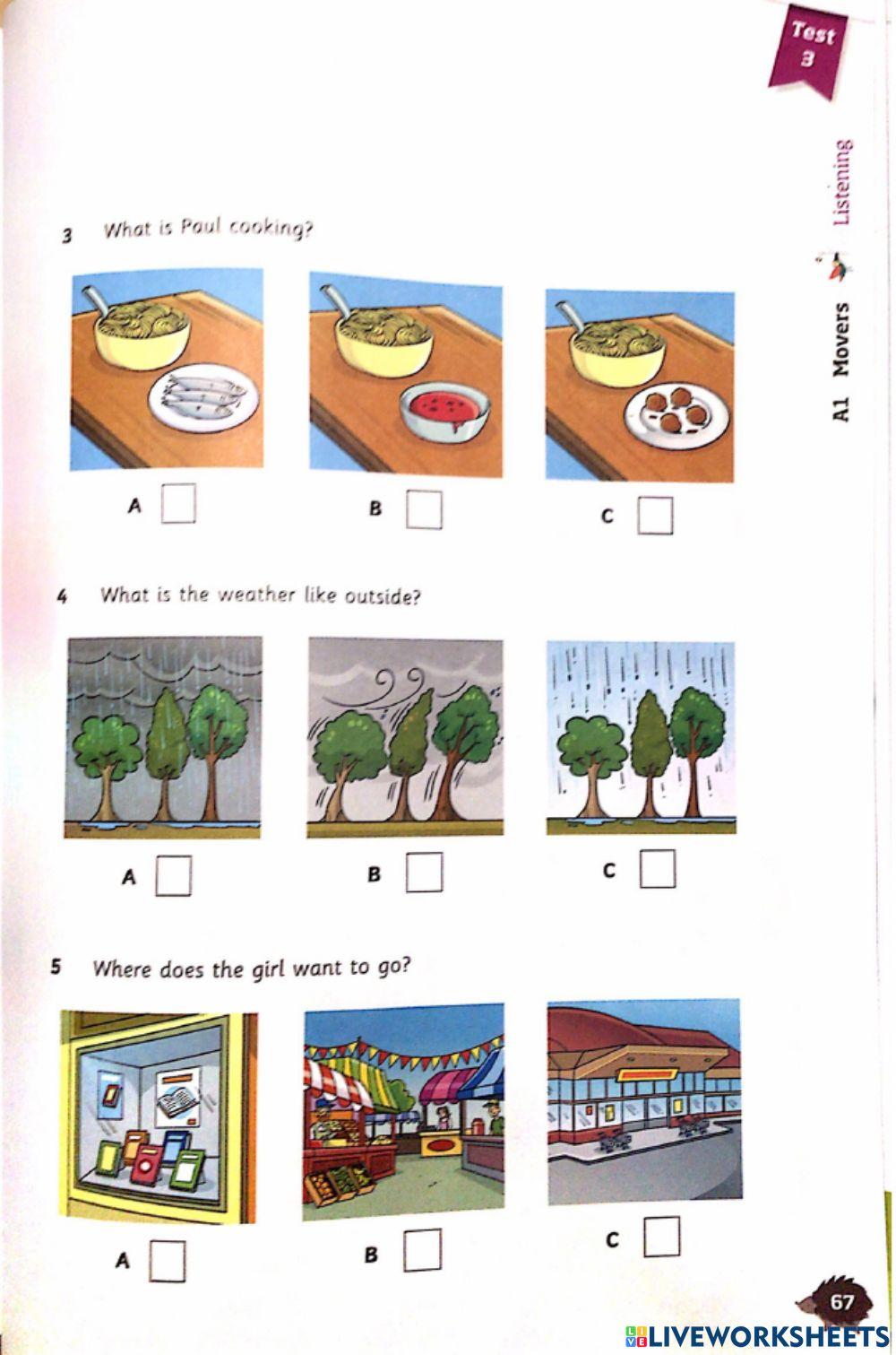 MOVERS 3 LISTENING online exercise for | Live Worksheets