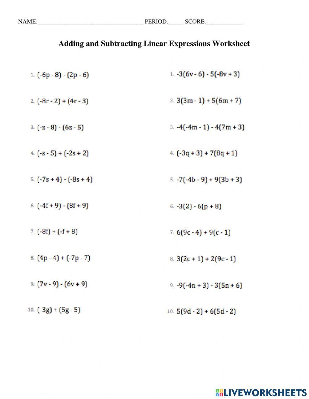 Add And Subtract Linear Expression Quiz Worksheet Live Worksheets add-and-subtract-linear-expression-quiz-worksheet-live-worksheets
