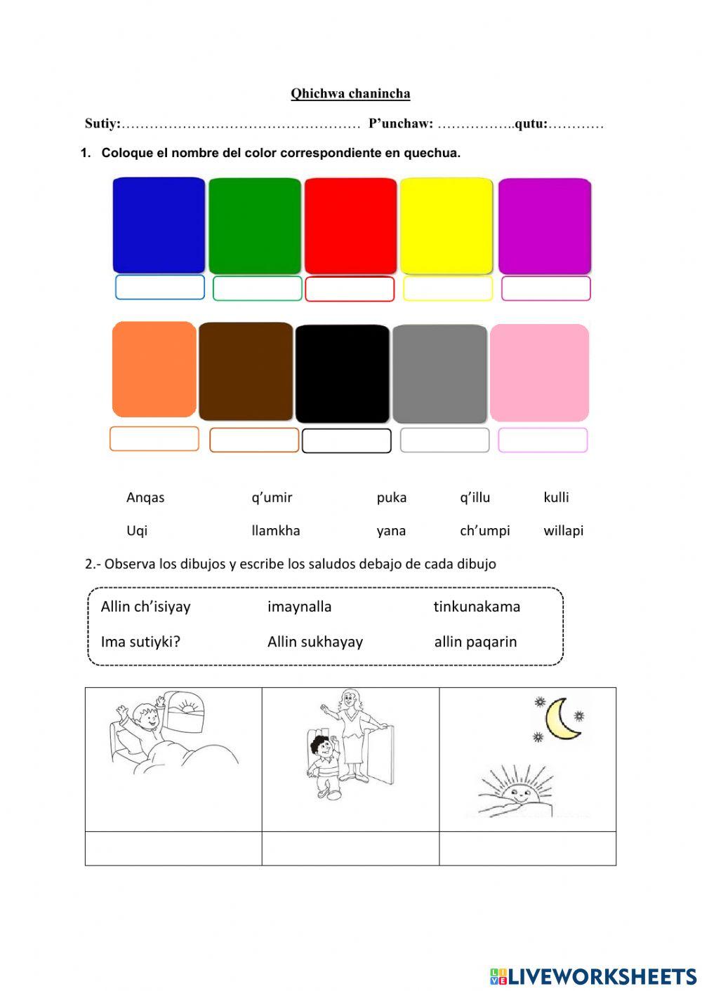 Qhichwa 5P worksheet | Live Worksheets