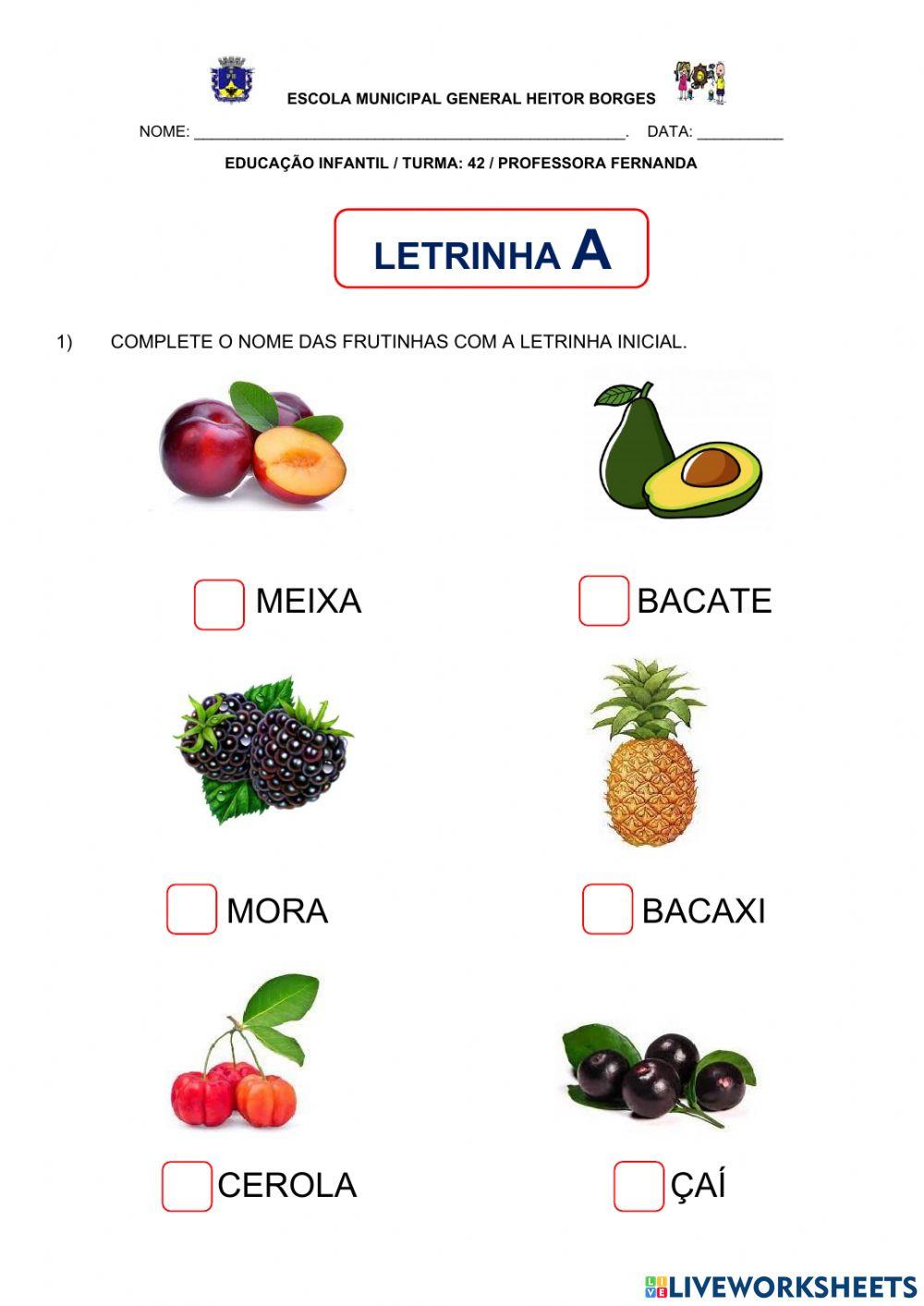 Pdf online exercise: Letra A | Live Worksheets