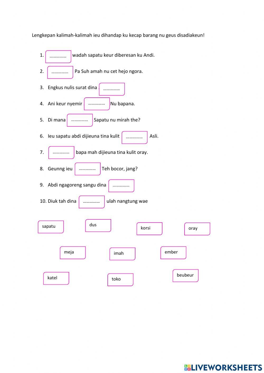 BASA SUNDA KAMI… | Free Interactive Worksheets | 4929761