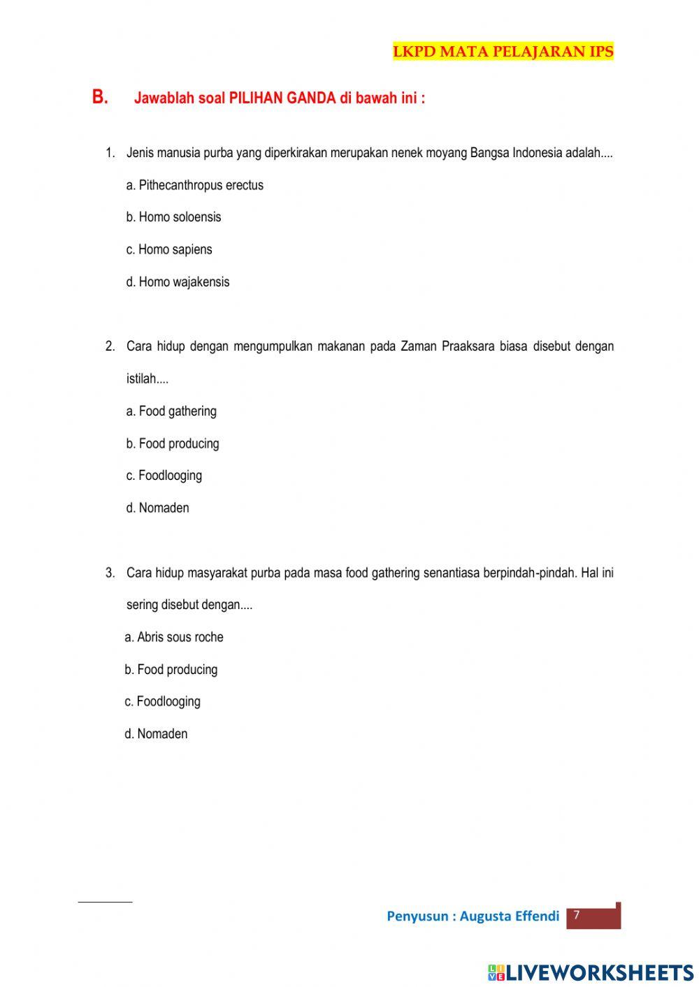 Lkpd mapel ips interactive worksheet | Live Worksheets