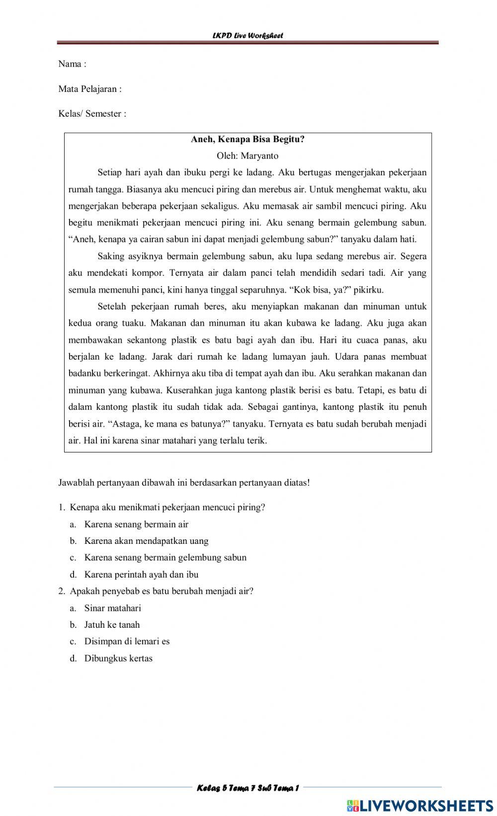 Soal Live Worksheet interactive worksheet | Live Worksheets