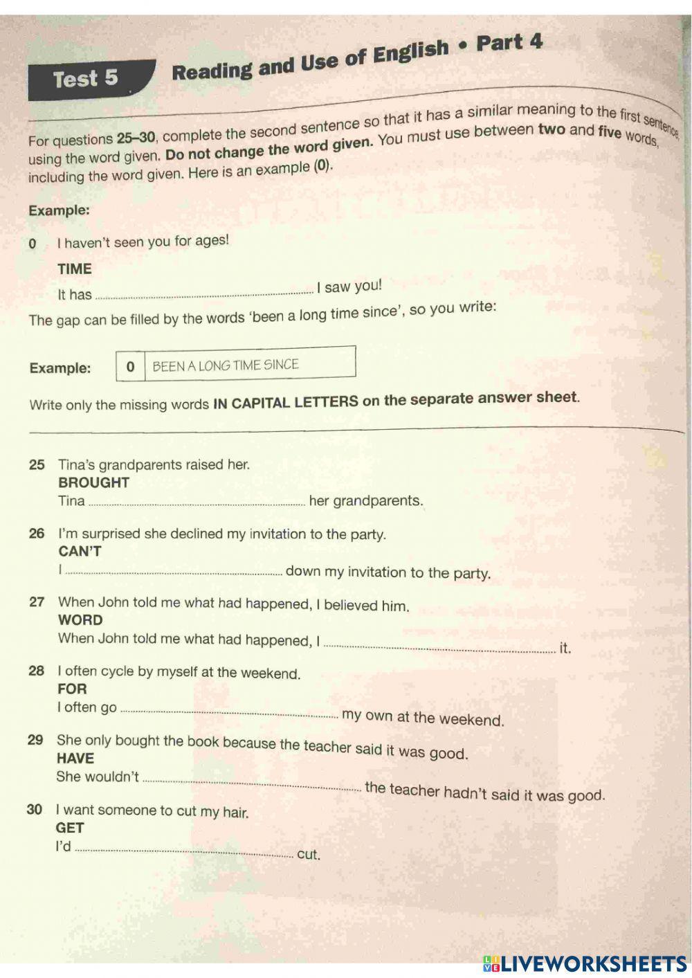 FCE - practice … | Free Interactive Worksheets | 876462