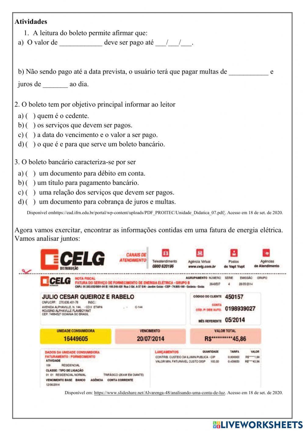 Fatura | Free Interactive Worksheets | 876475