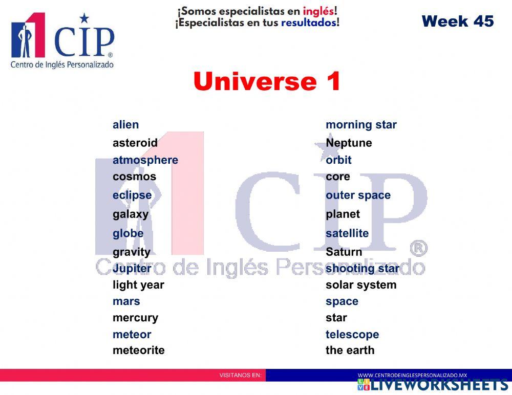 876708 | Universe 1 week 45 | Avanzado | LiveWorksheets