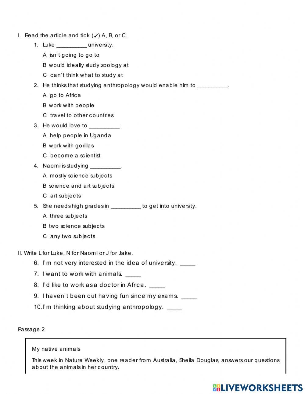 Reading Inter Quarter 2 interactive worksheet | Live Worksheets