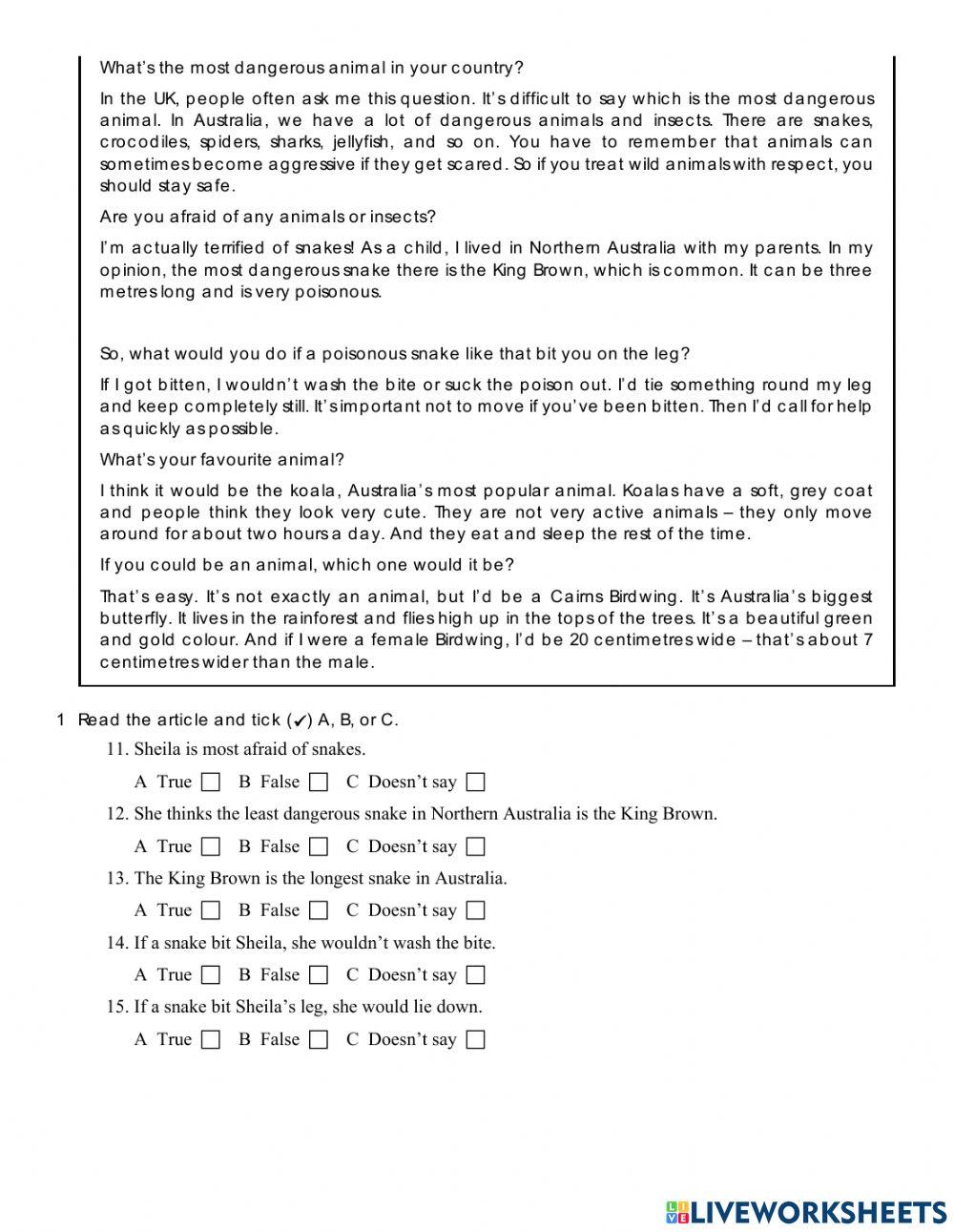 Reading Inter Quarter 2 interactive worksheet | Live Worksheets