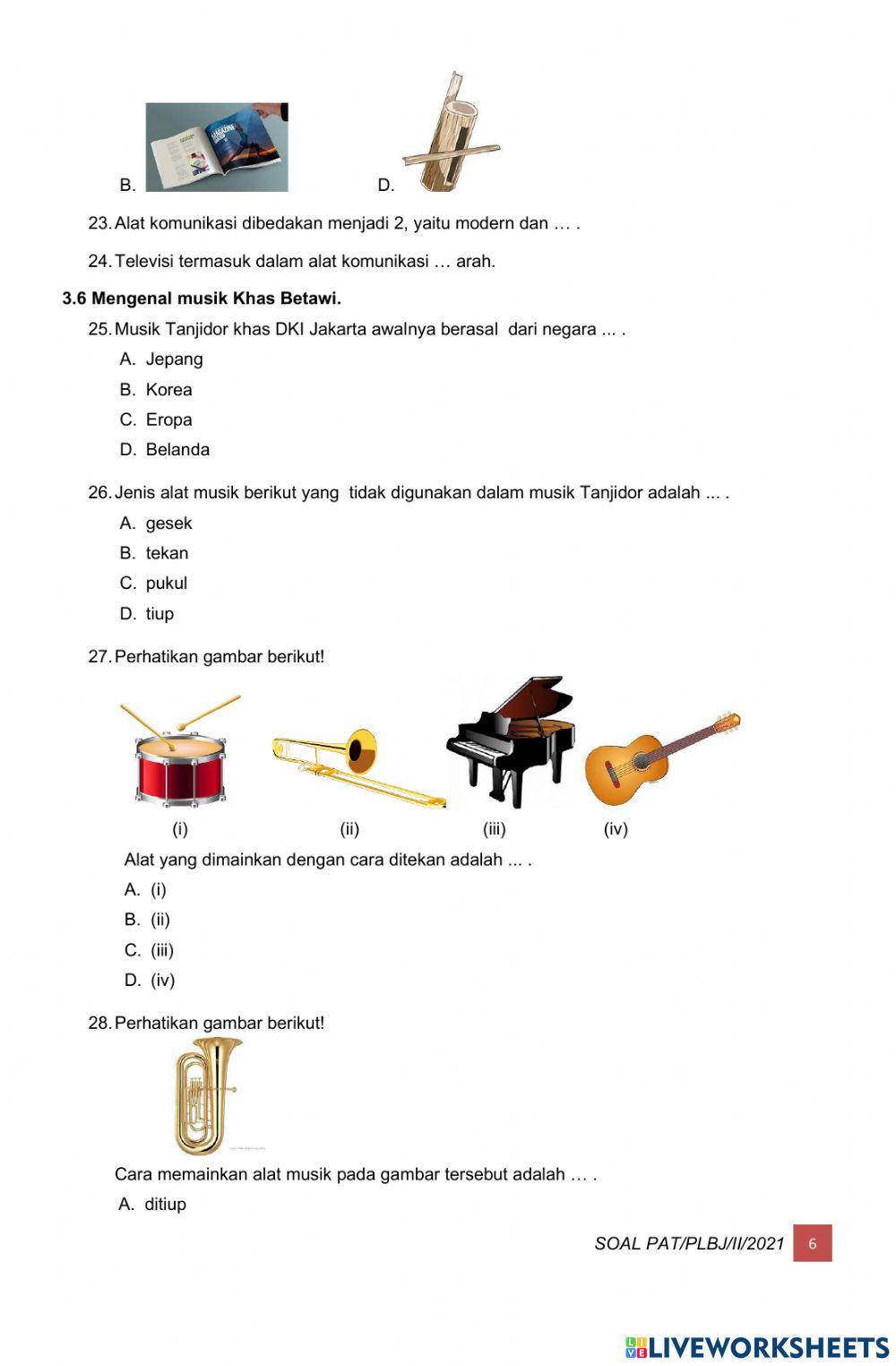 Soal PAT PLBJ worksheet | Live Worksheets