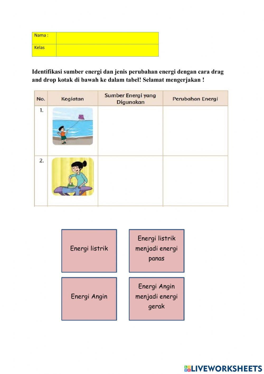 LKPD Interaktif Energi worksheet | Live Worksheets