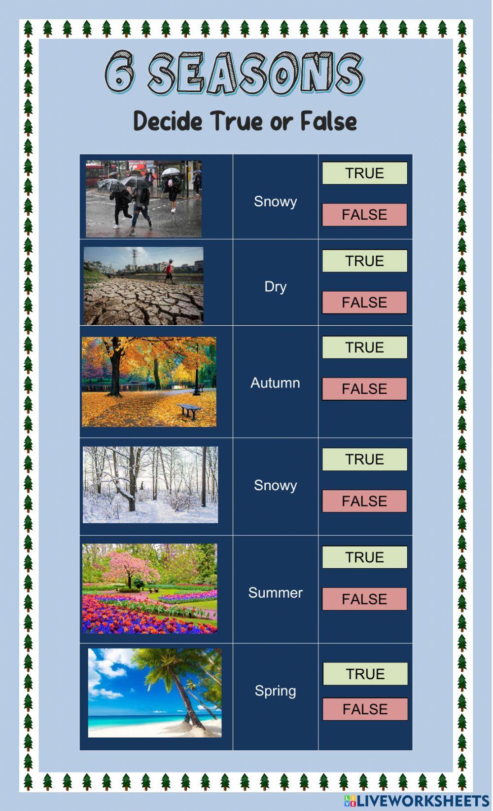 Seasons and Weathers worksheet | Live Worksheets