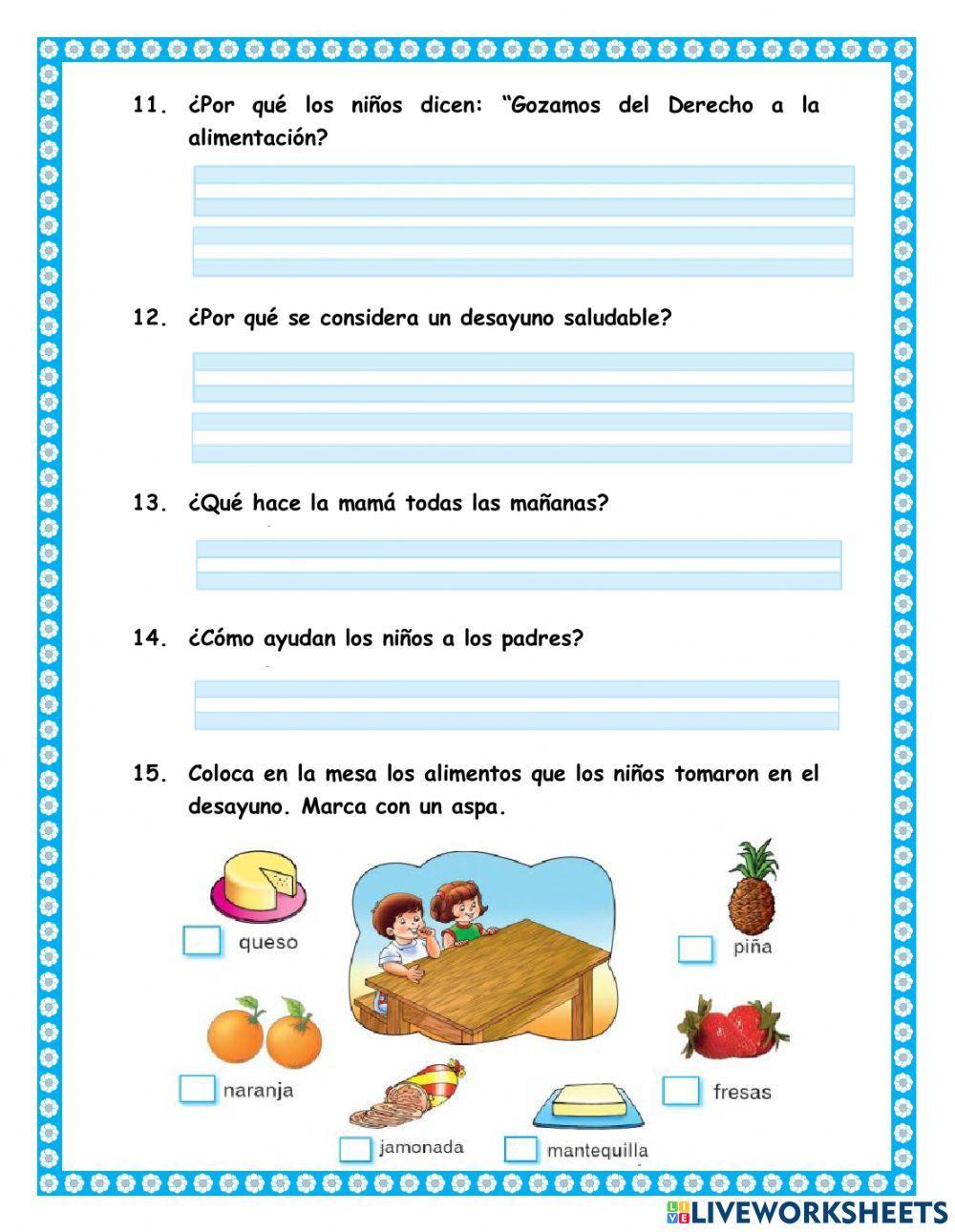 desayuno worksheet