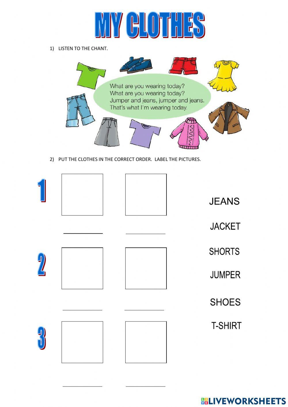 My clothes chant worksheet | Live Worksheets