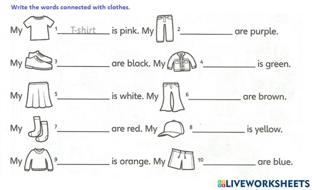 Clothes online exercise for Grade 2 | Live Worksheets