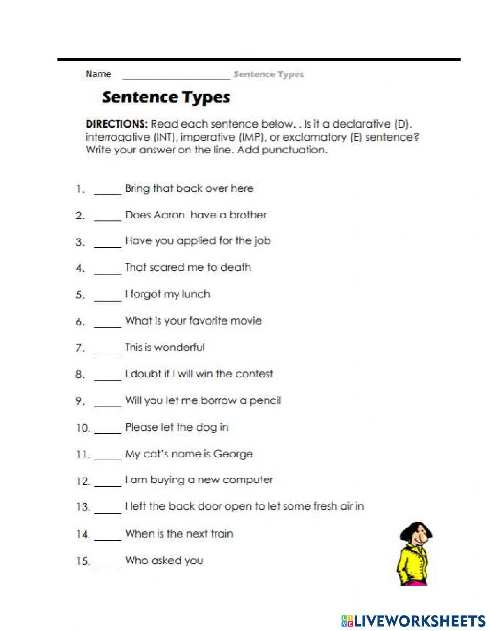 Types of Sentences 3 online exercise for | Live Worksheets