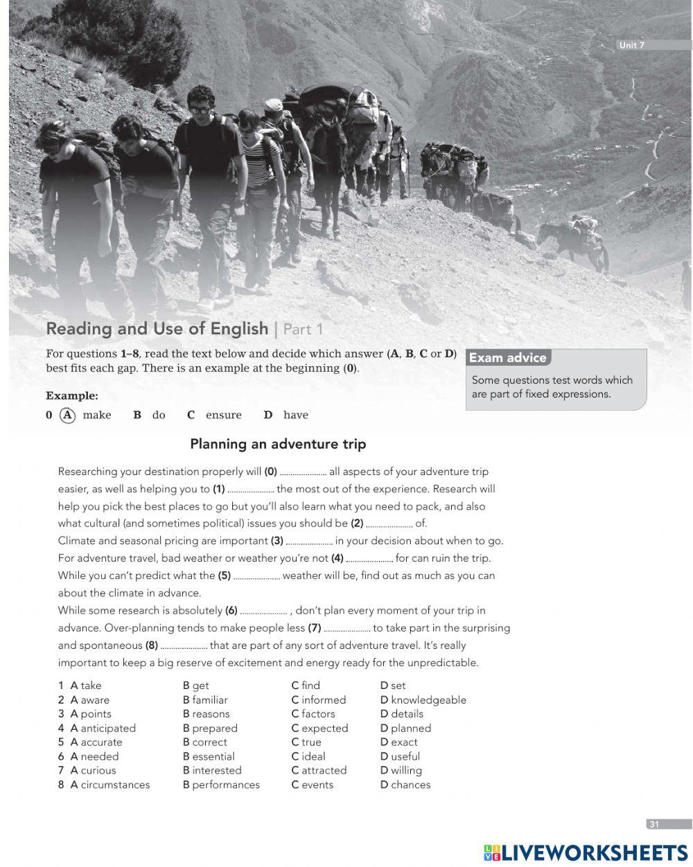 Unit 7 review exercise | Live Worksheets