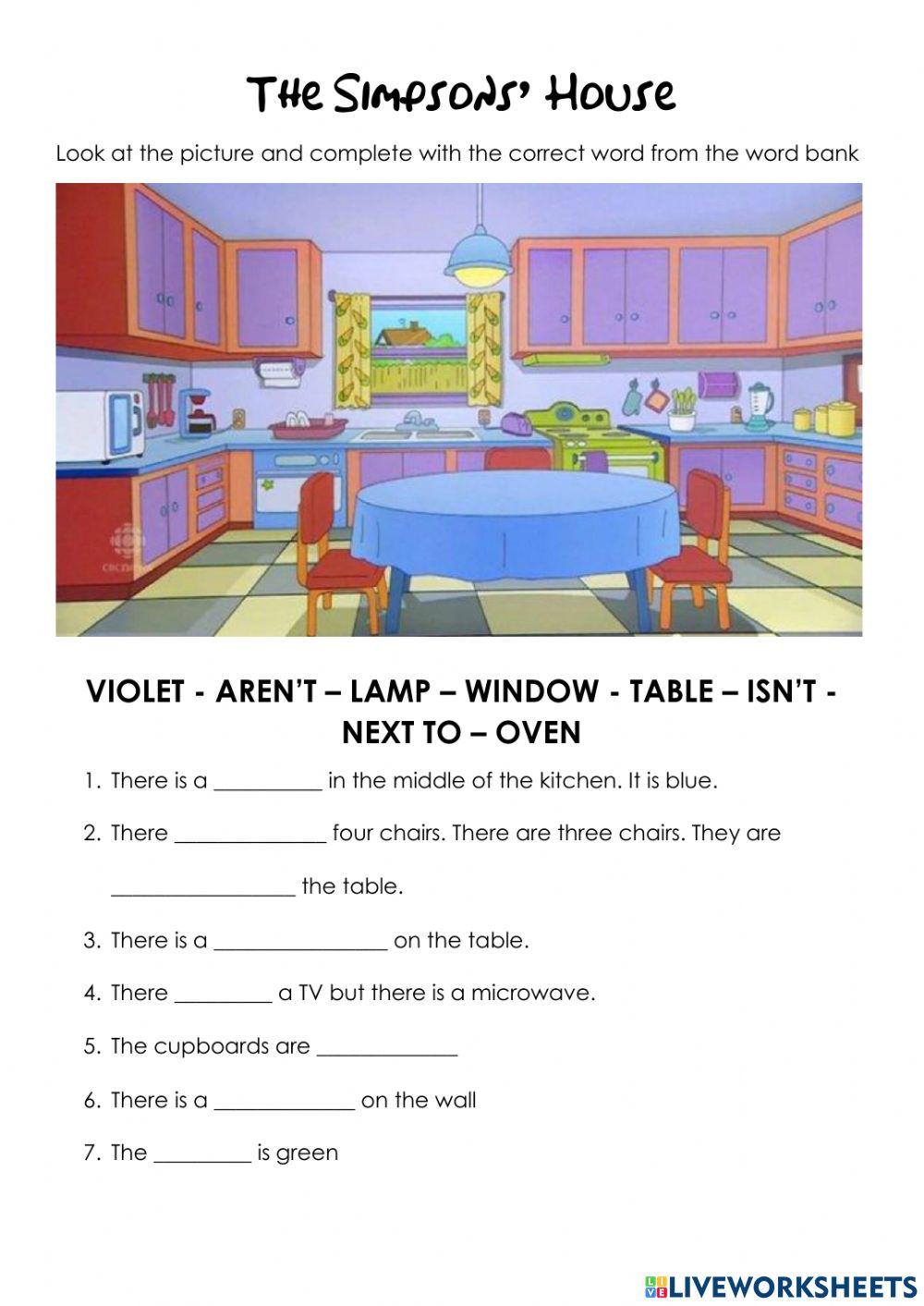 The Simpsons' kitchen worksheet | Live Worksheets