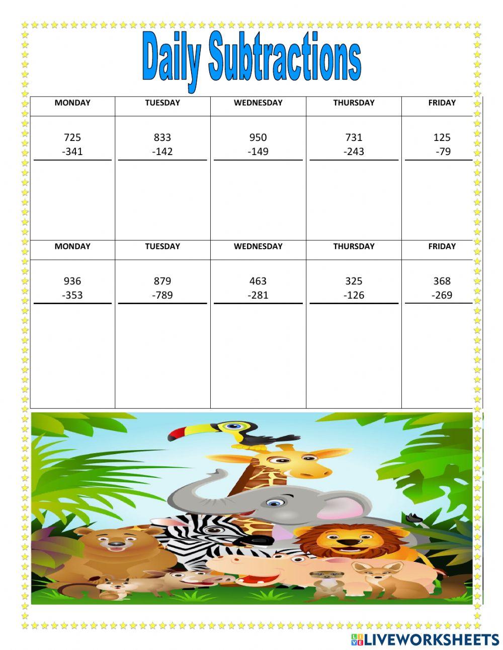 Subtraction with regrouping free online worksheet | Live Worksheets