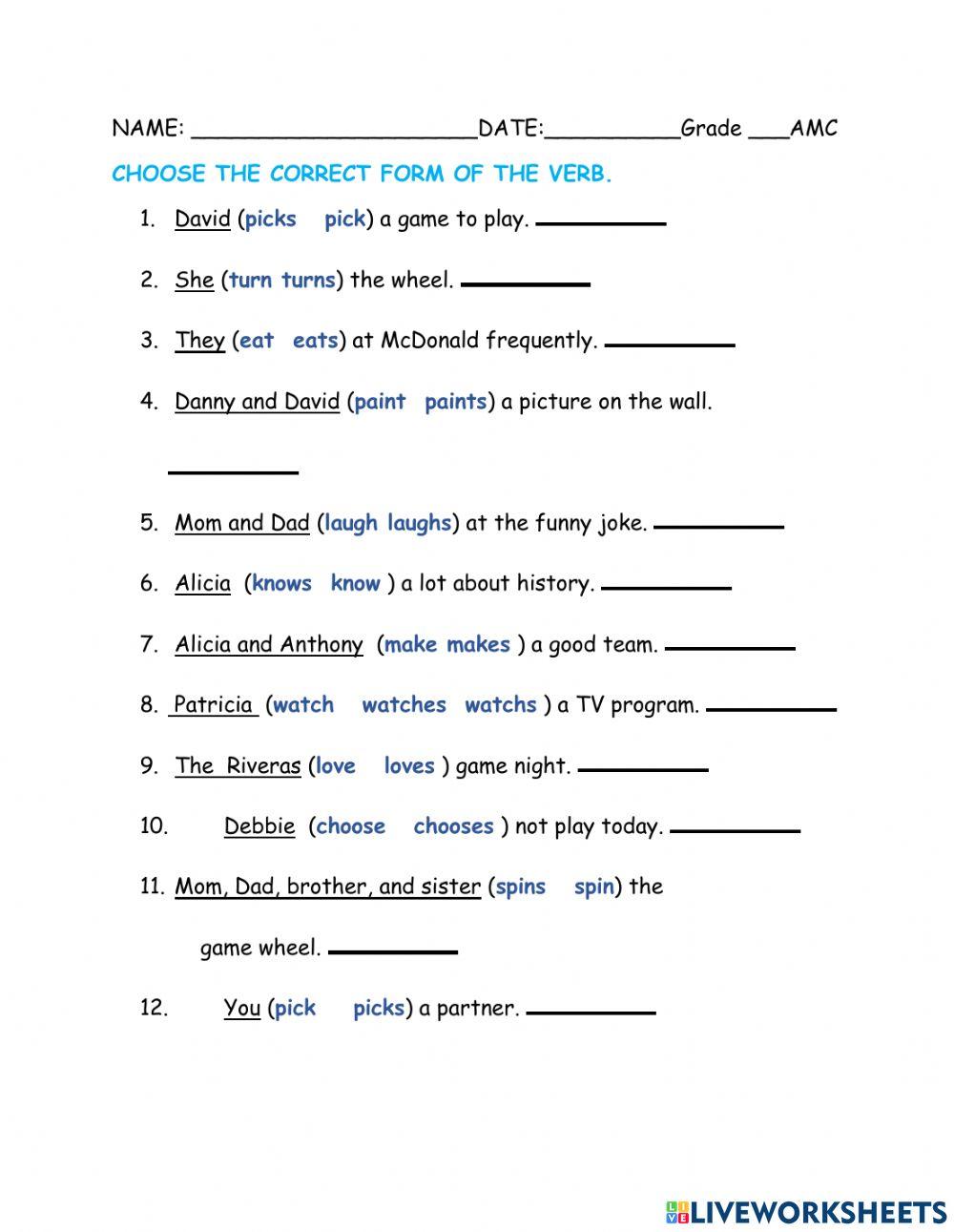 Verb tenses verb forms 929537 | Teresa gonzalez | Live