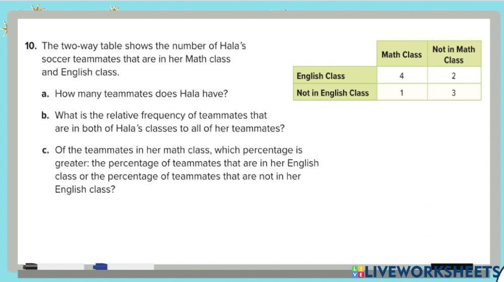 Two-Way Tables | Free Interactive Worksheets | 929694