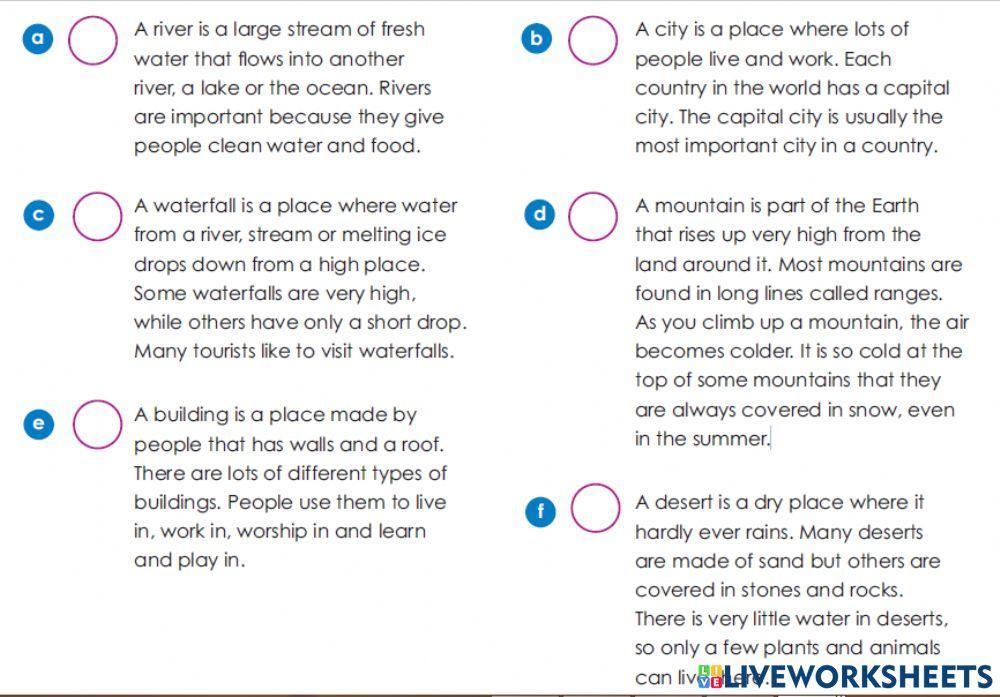 Our wonderful world activity | Live Worksheets