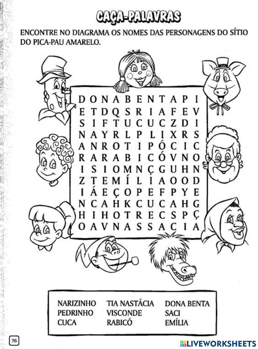 Sítio do pica pau amarelo interactive activity | Live Worksheets