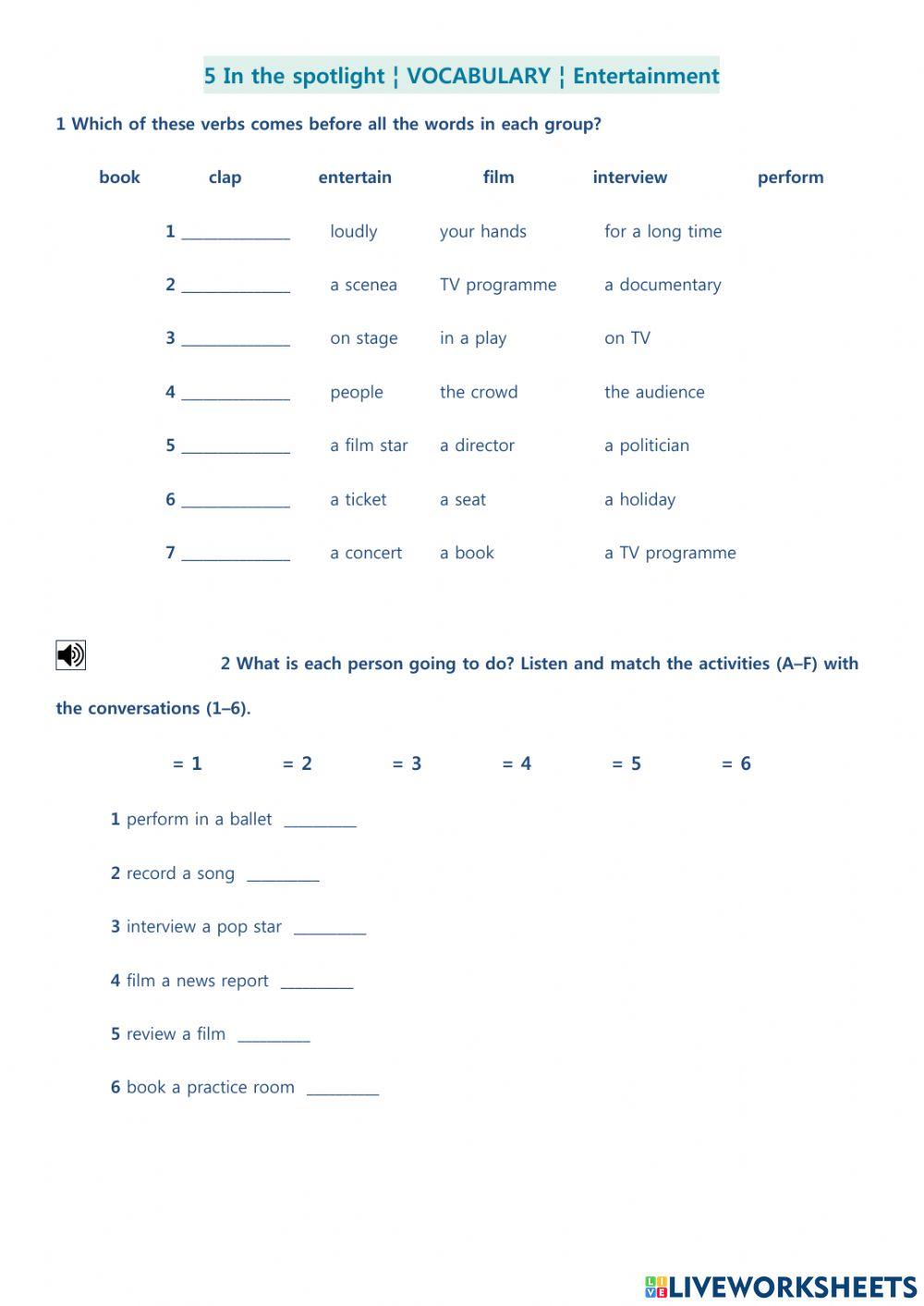 Unit 5: Grammar - Vocabulary worksheet | Live Worksheets