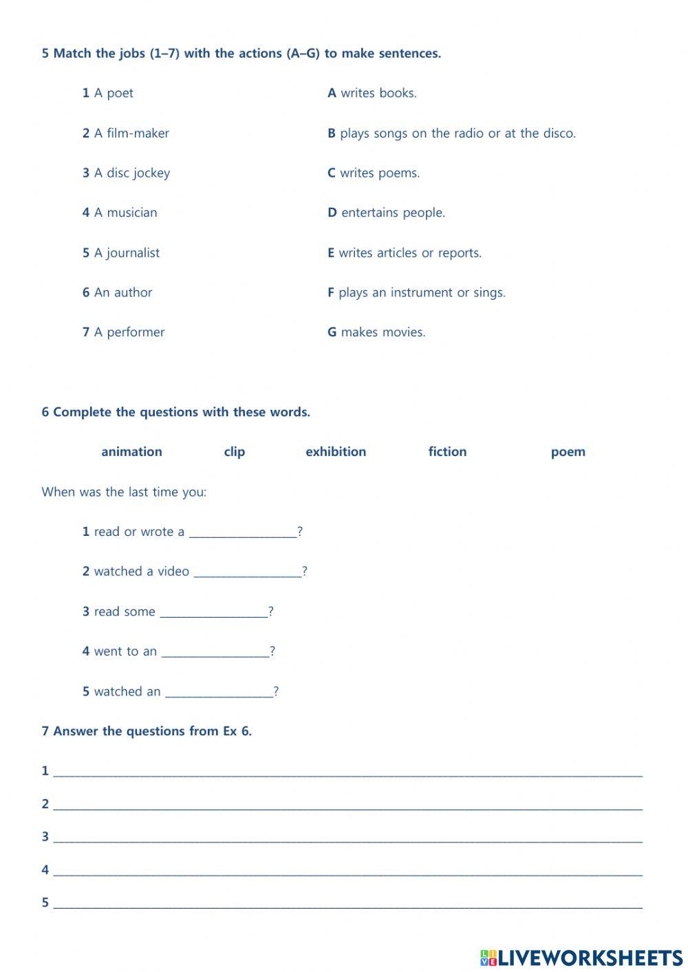 Unit 5: Grammar - Vocabulary worksheet | Live Worksheets