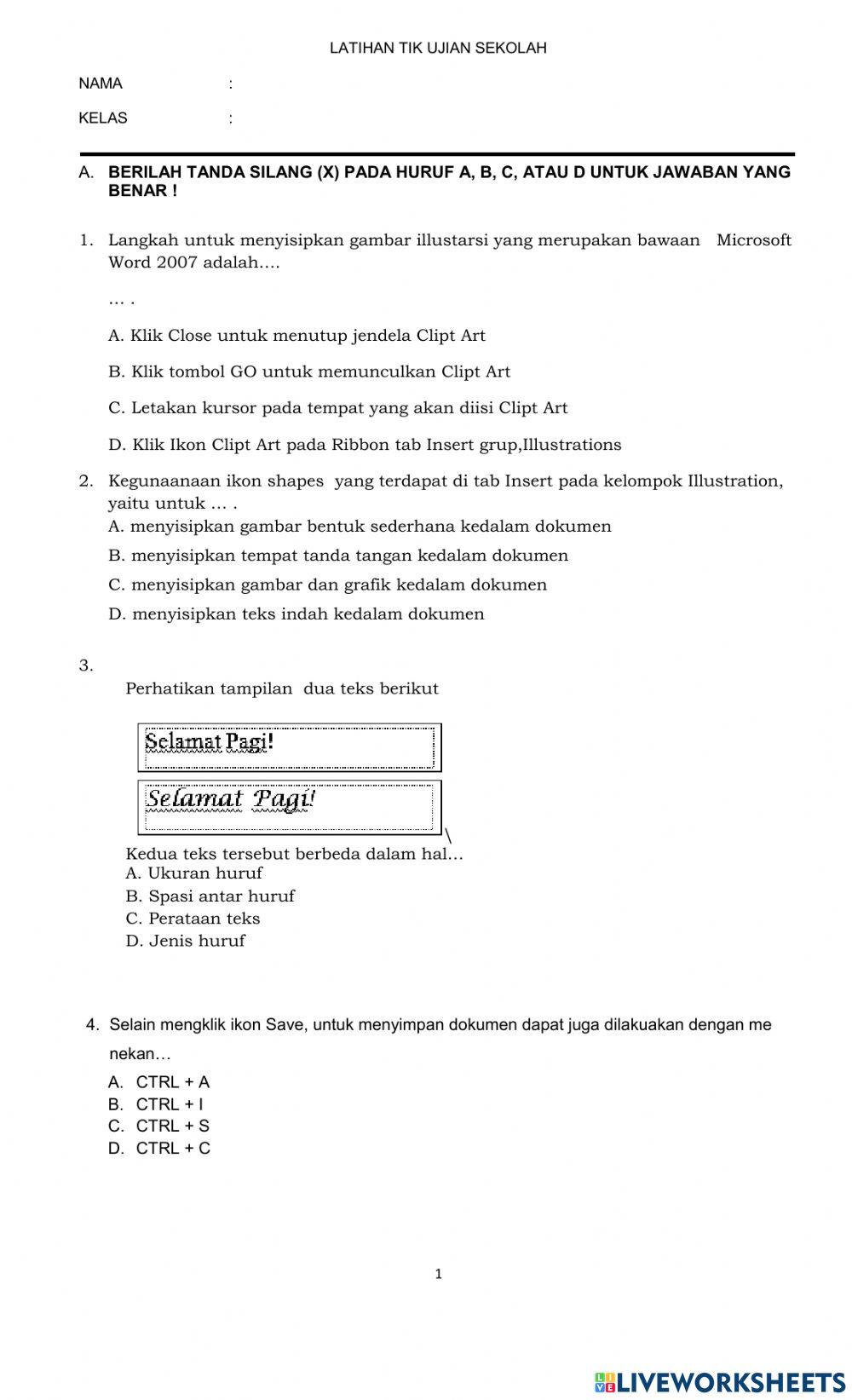 Tik online exercise for 6 | Live Worksheets
