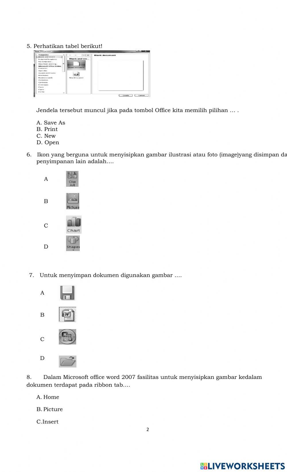 Tik online exercise for 6 | Live Worksheets
