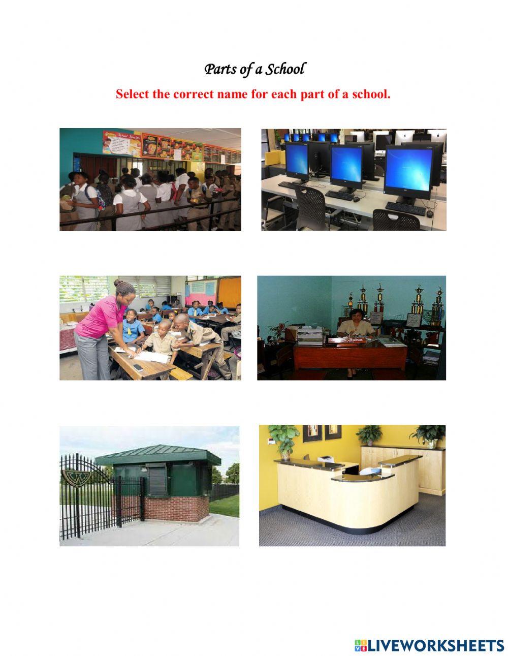 Parts of a School worksheet | Live Worksheets