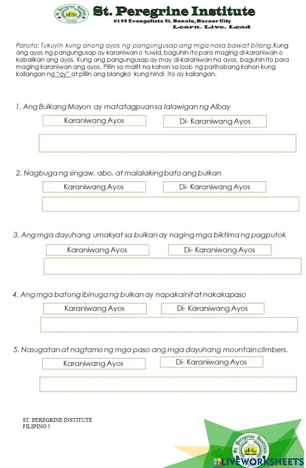 Ayos Ng Pangungusap Interactive Worksheet Online Acti - vrogue.co