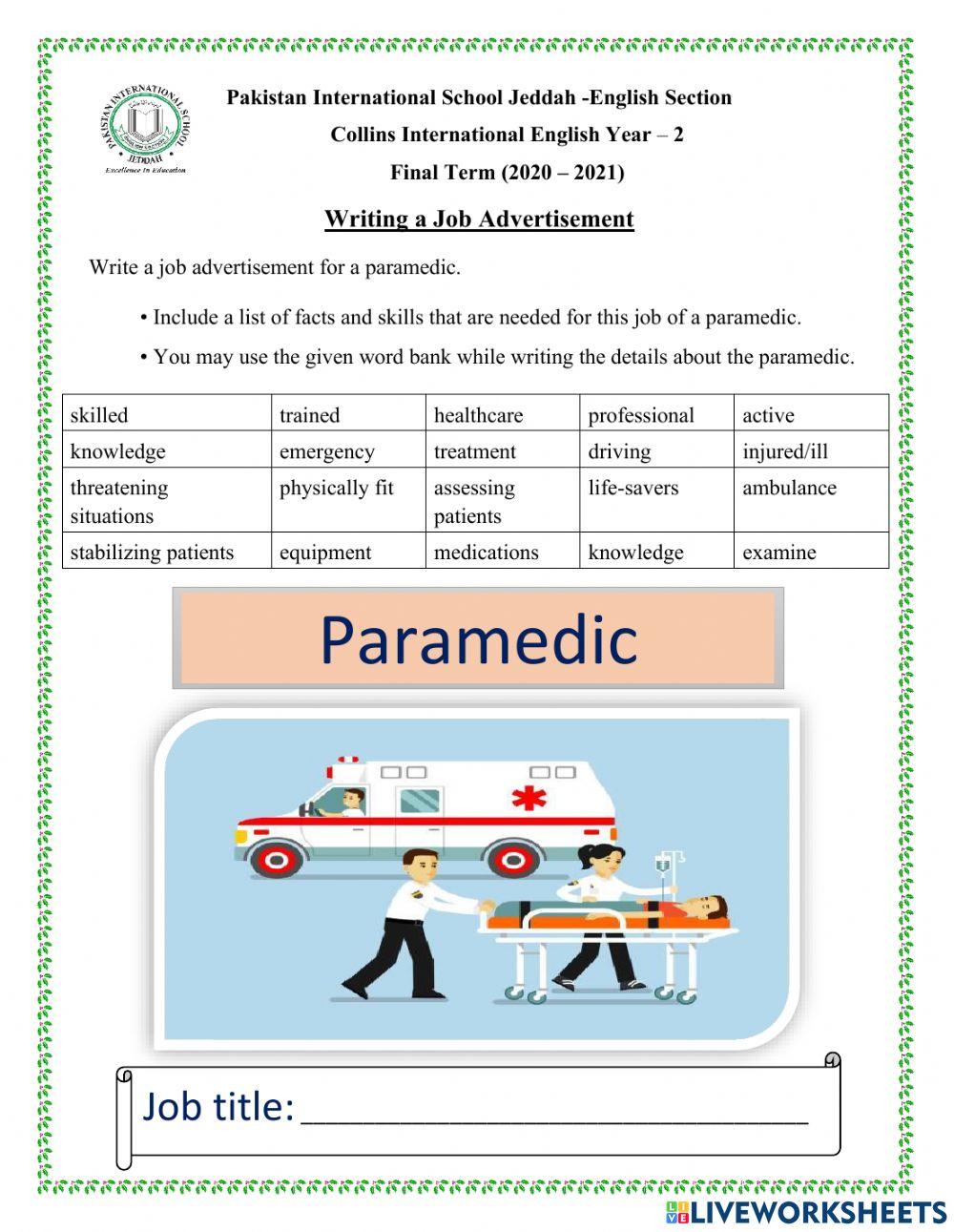 Job Advertisement online activity | Live Worksheets