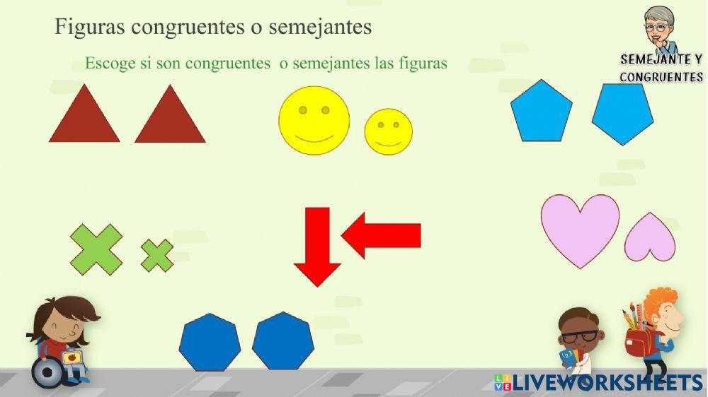 Hojas De Trabajo De Figuras Semejantes Y Congruentes CONGRUENCIA Y